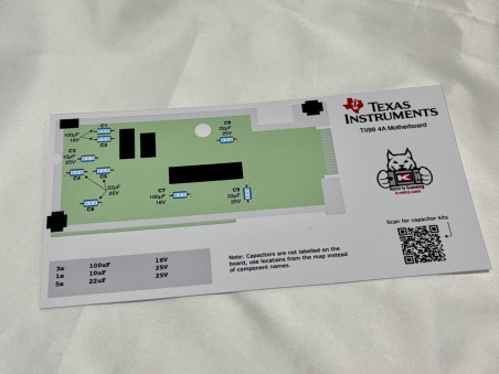Component Map for Texas Instruments TI/99 4A Logic Board